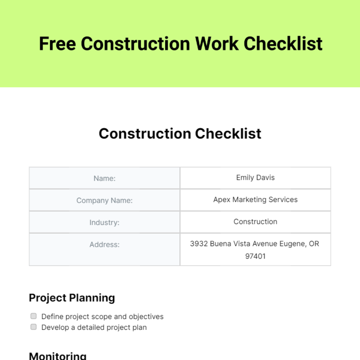 FREE Construction Checklist - Edit Online & Download | Template.net
