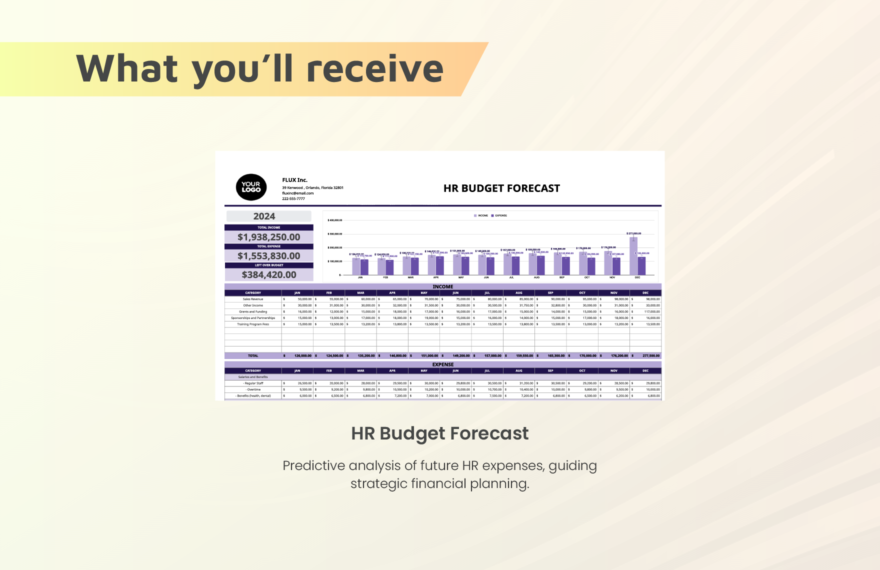 HR Budget Forecast Template in Excel, Google Sheets - Download