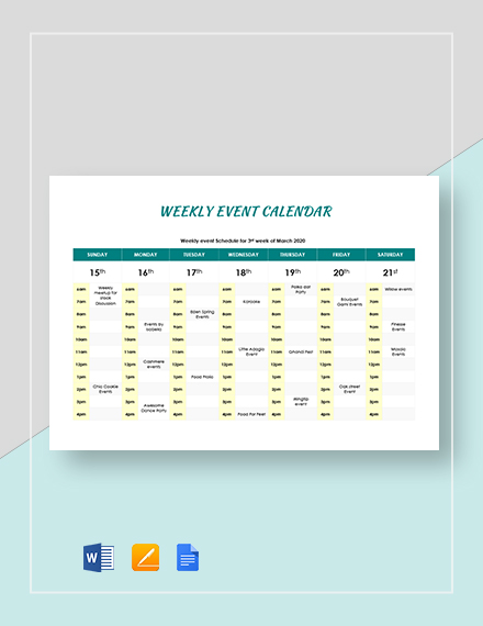 25+ Event Calendar Templates Free Samples, Examples Formats Download ...
