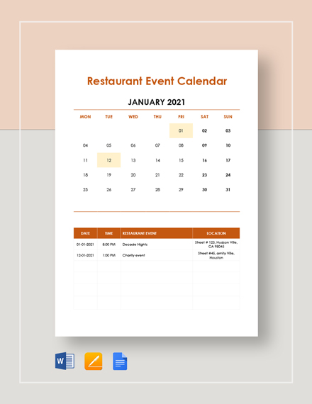 25+ Event Calendar Templates Free Samples, Examples Formats Download ...