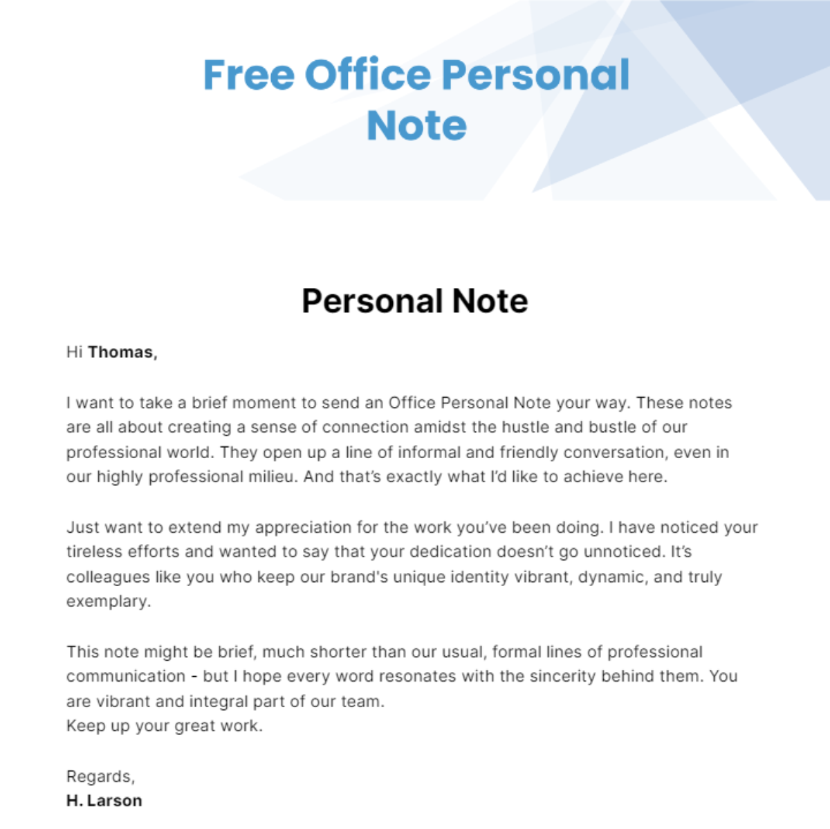 Free Office Personal Note Template To Edit Online