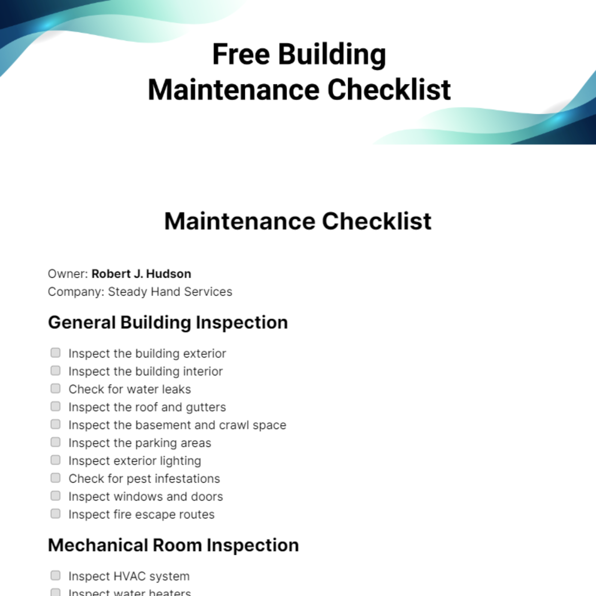 FREE Maintenance Checklist - Edit Online & Download | Template.net