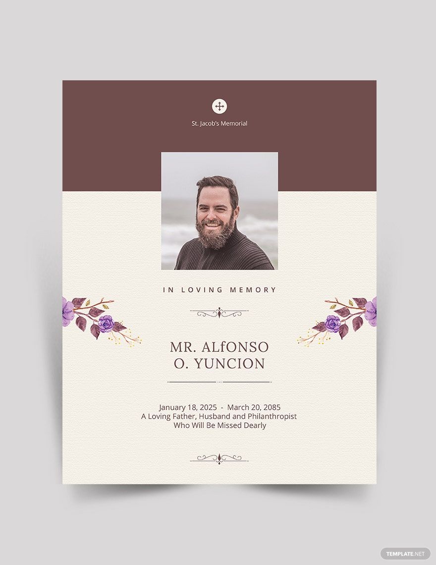 Double Sided Memory Funeral Flyer Template Download In Word Illustrator PSD Apple Pages 