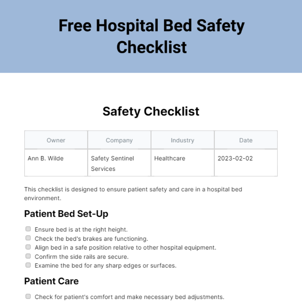 FREE Safety Checklist - Edit Online & Download | Template.net