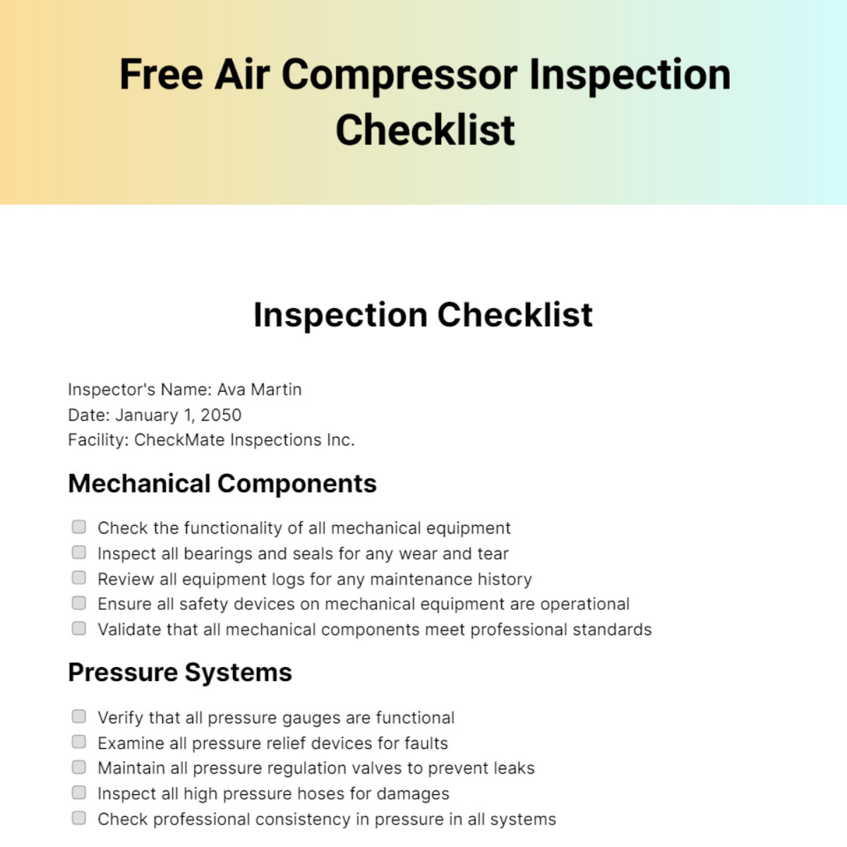 FREE Inspection Checklist Templates & Examples - Edit Online & Download ...