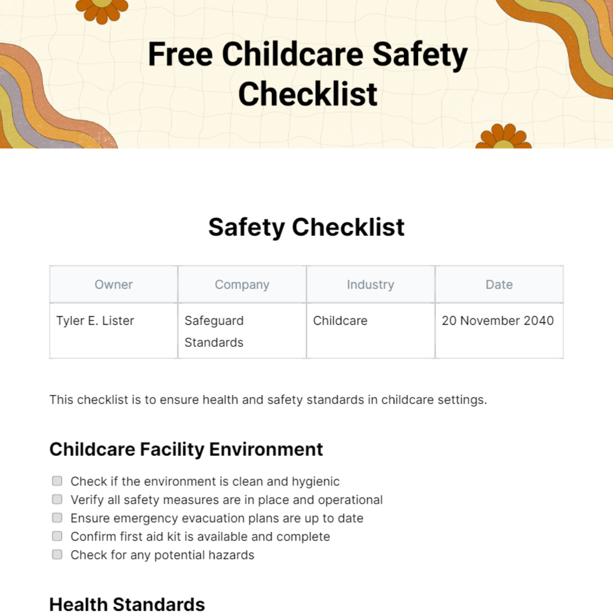 Child Care Classroom Safety Checklist at Vernon Bieber blog