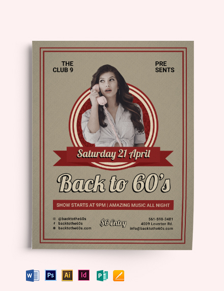 Free Retro Christmas Flyer Template - Word, Apple Pages, PSD, Publisher ...