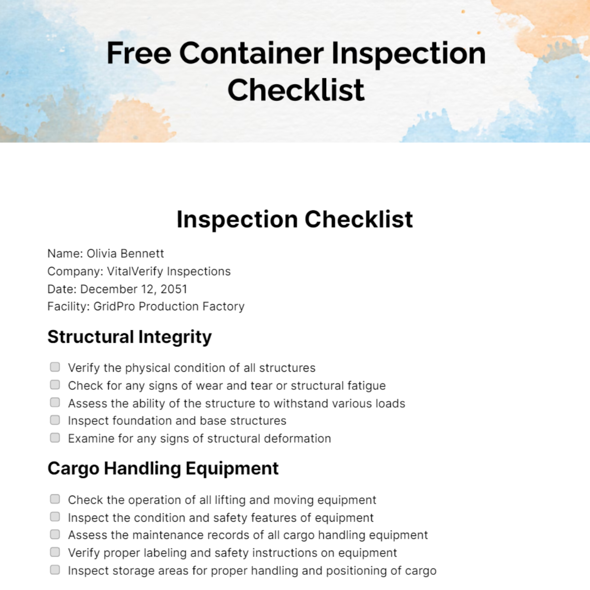 FREE Inspection Checklist Templates & Examples - Edit Online & Download ...