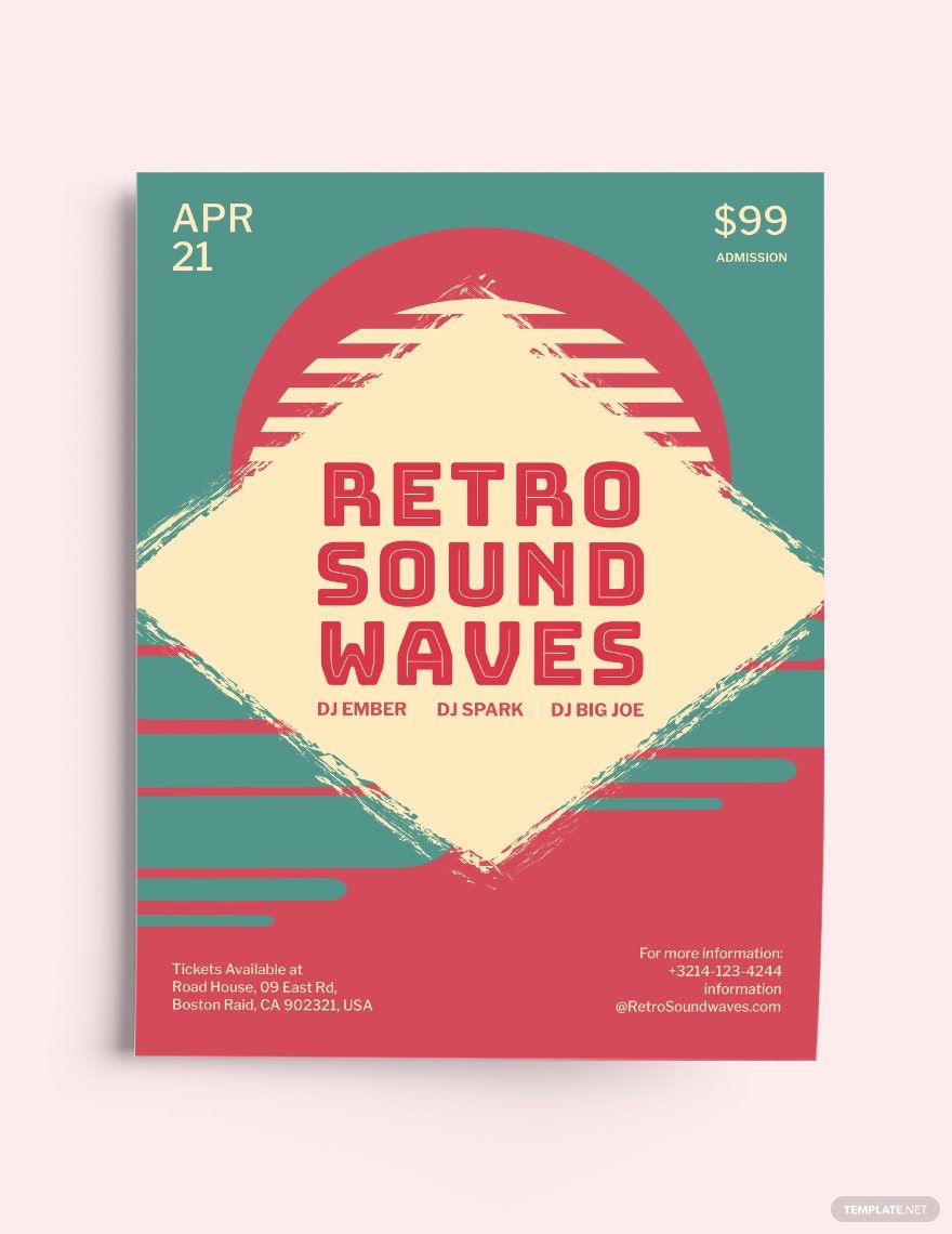 Retro Birthday Flyer Template Google Docs Illustrator InDesign 