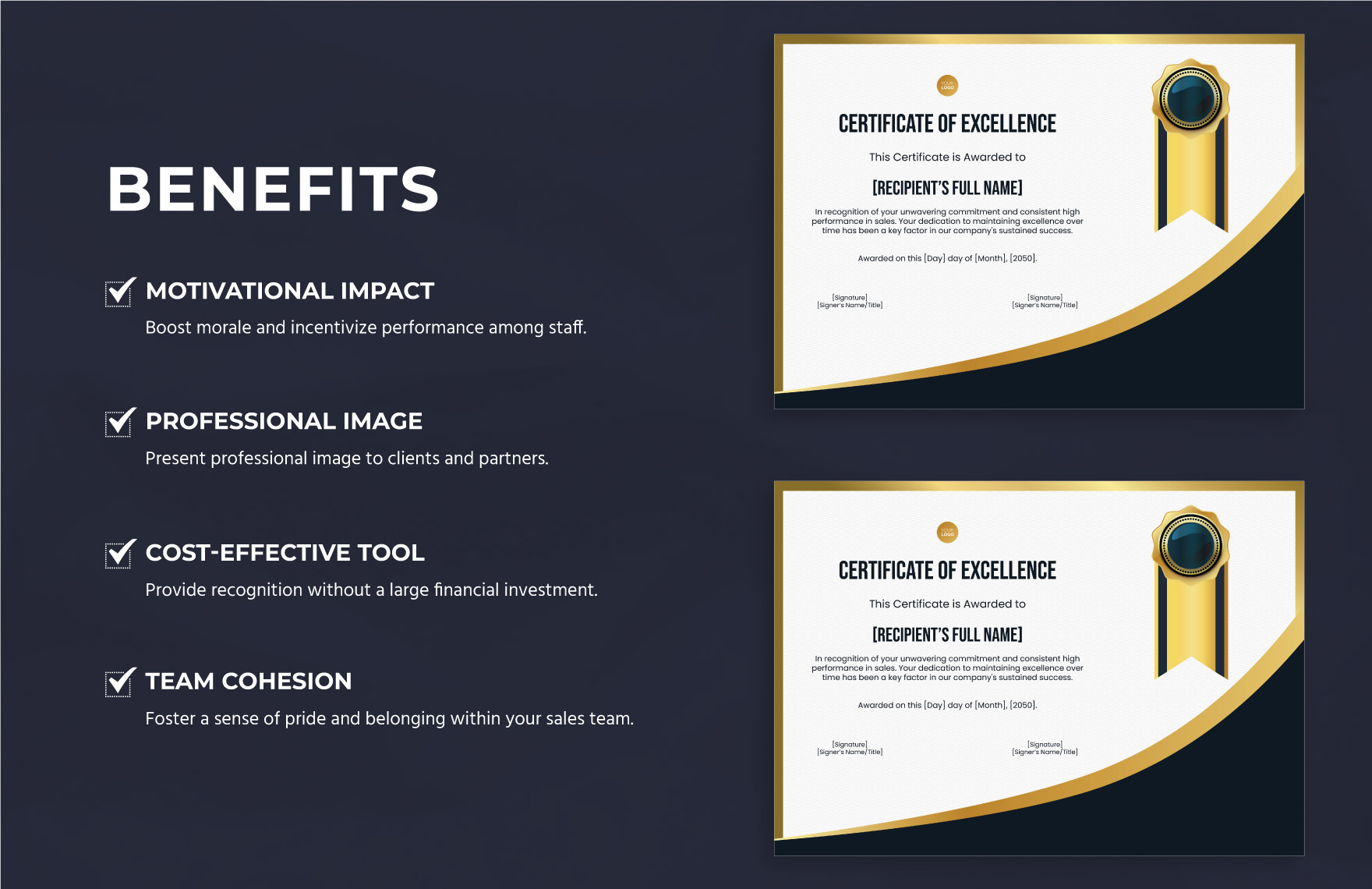 Certificate for Consistent Performance in Sales Template - Download in ...