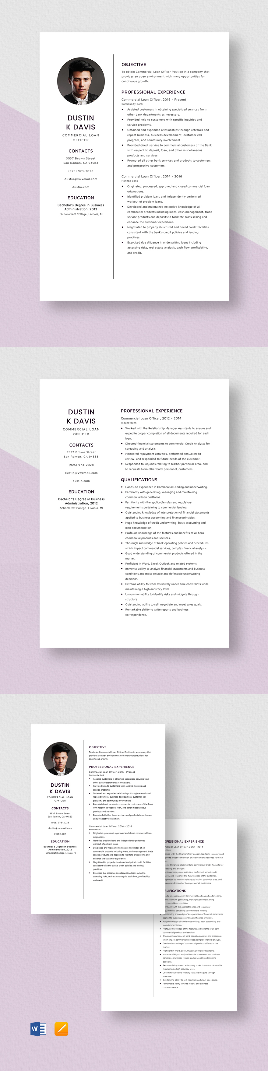 Free Commercial Loan Underwriter Resume Template Word Apple Pages