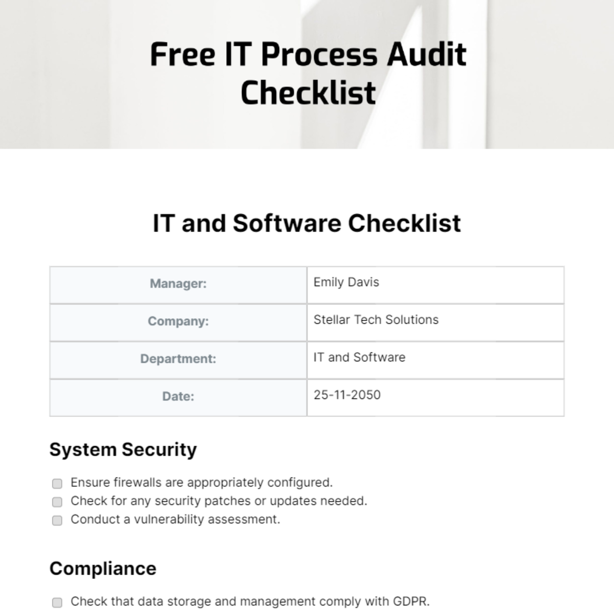FREE IT and Software Checklist Templates & Examples - Edit Online ...