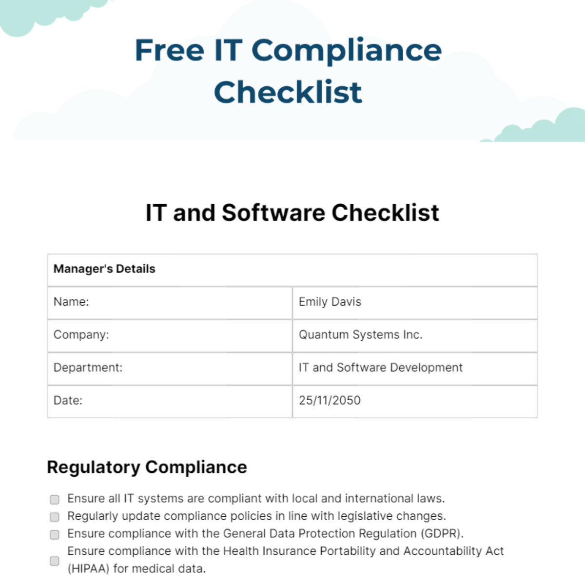 FREE IT and Software Checklist Templates & Examples - Edit Online ...