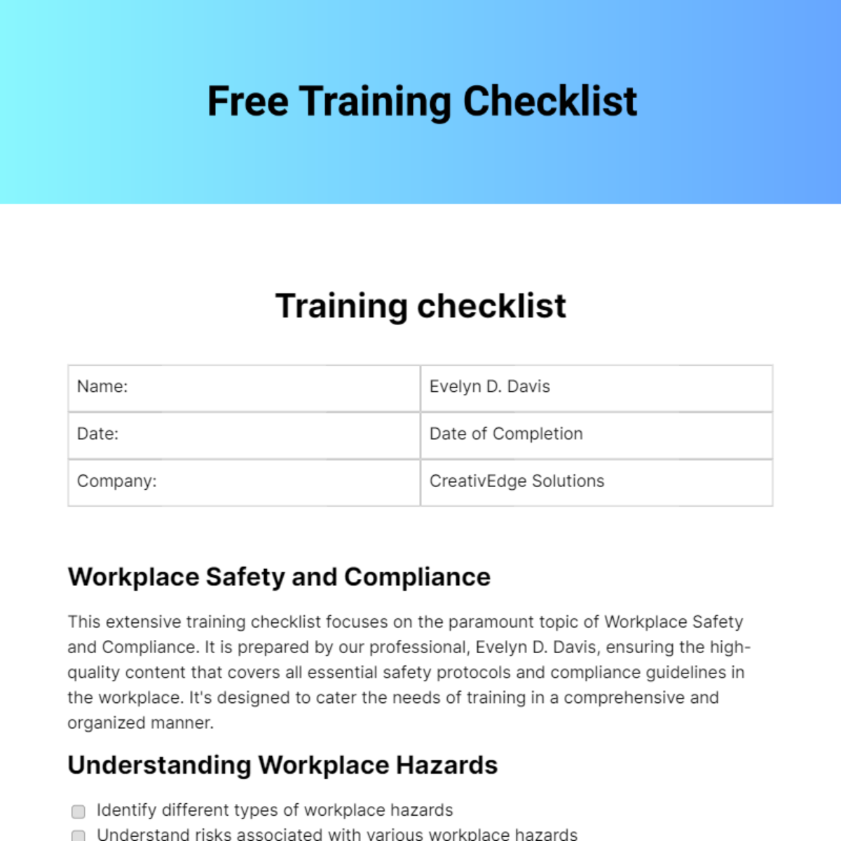 FREE Training Checklist Templates & Examples - Edit Online & Download ...