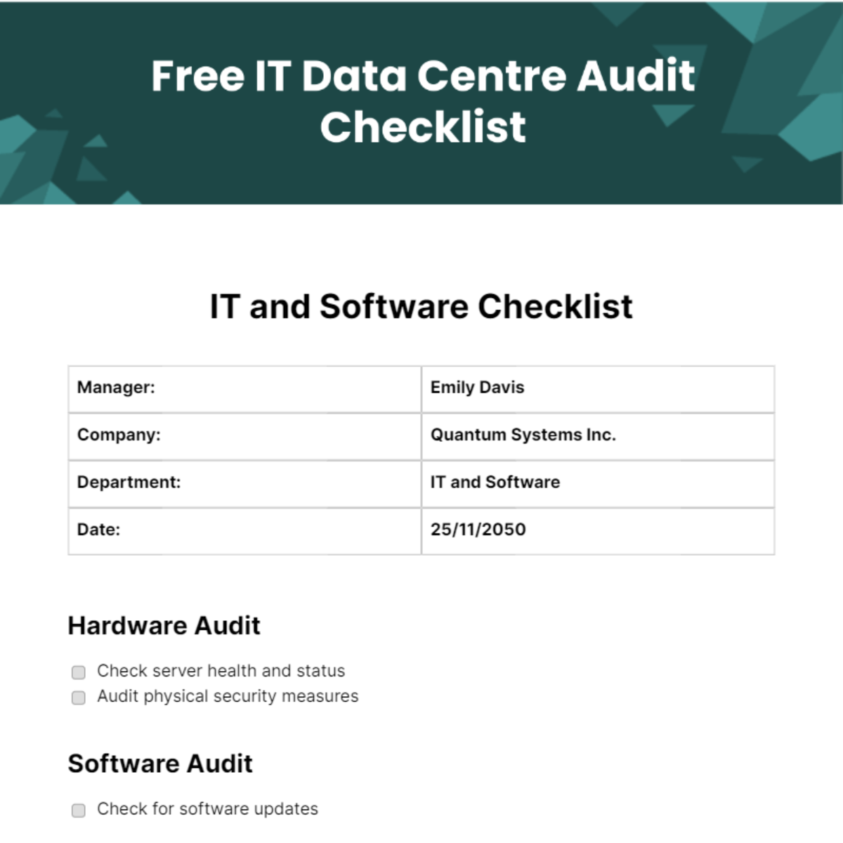 IT Data Centre Audit Checklist - Edit Online & Download Example IT Data Centre Audit Checklist - Edit Online & Download Example