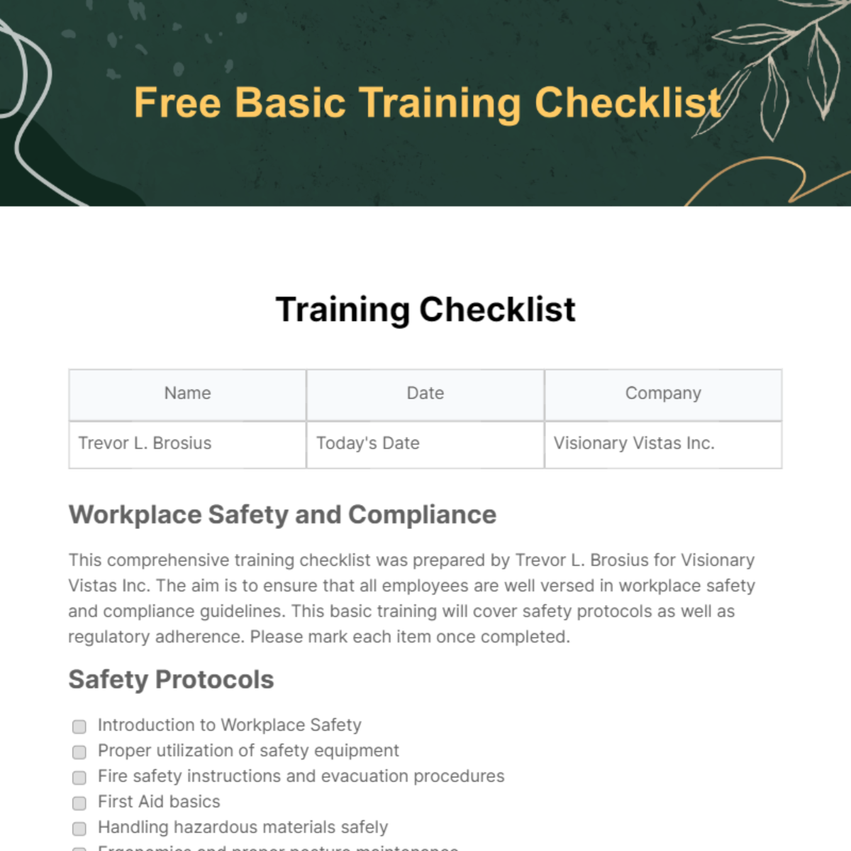 FREE Training Checklist Templates & Examples - Edit Online & Download ...