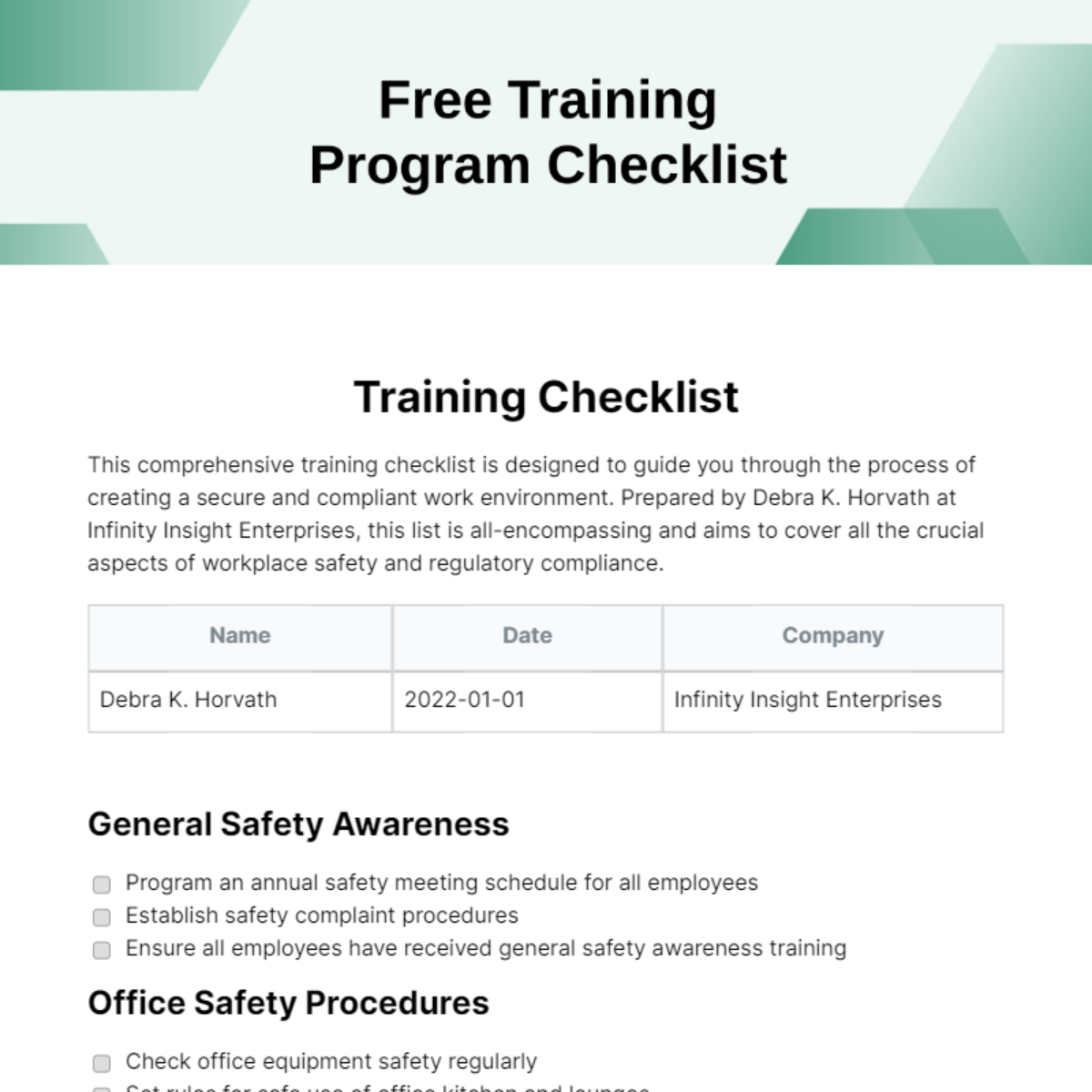 FREE Training Checklist Templates & Examples - Edit Online & Download ...
