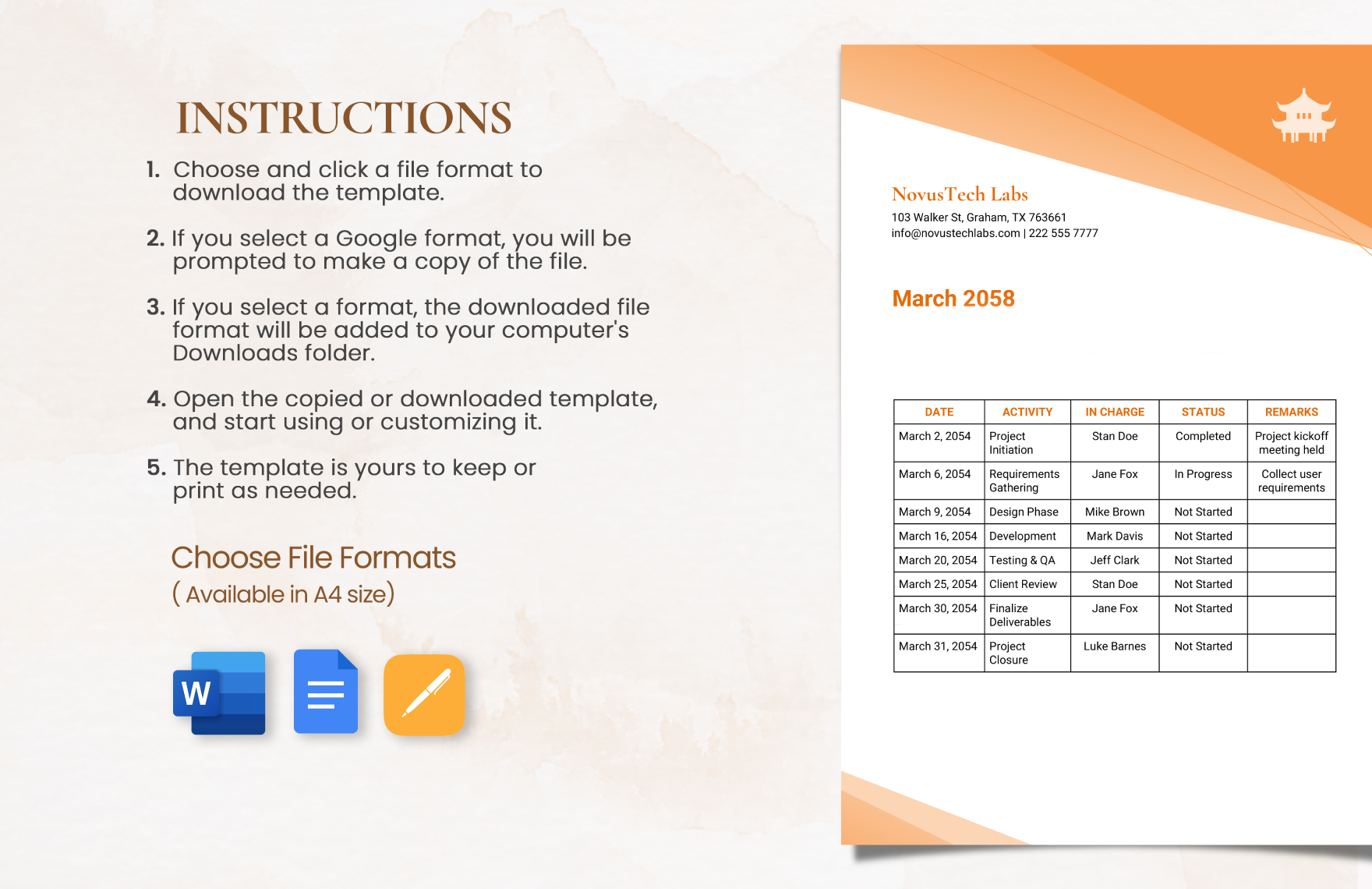 Project Timeline Calendar Template - Google Docs, Word, Apple Pages ...