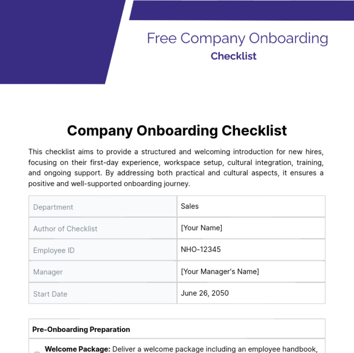 Free HR Checklist Templates Editable And Printable Free HR Checklist Templates Editable And Printable