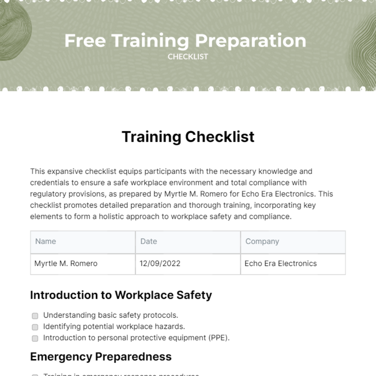 FREE Training Checklist Templates & Examples - Edit Online & Download ...
