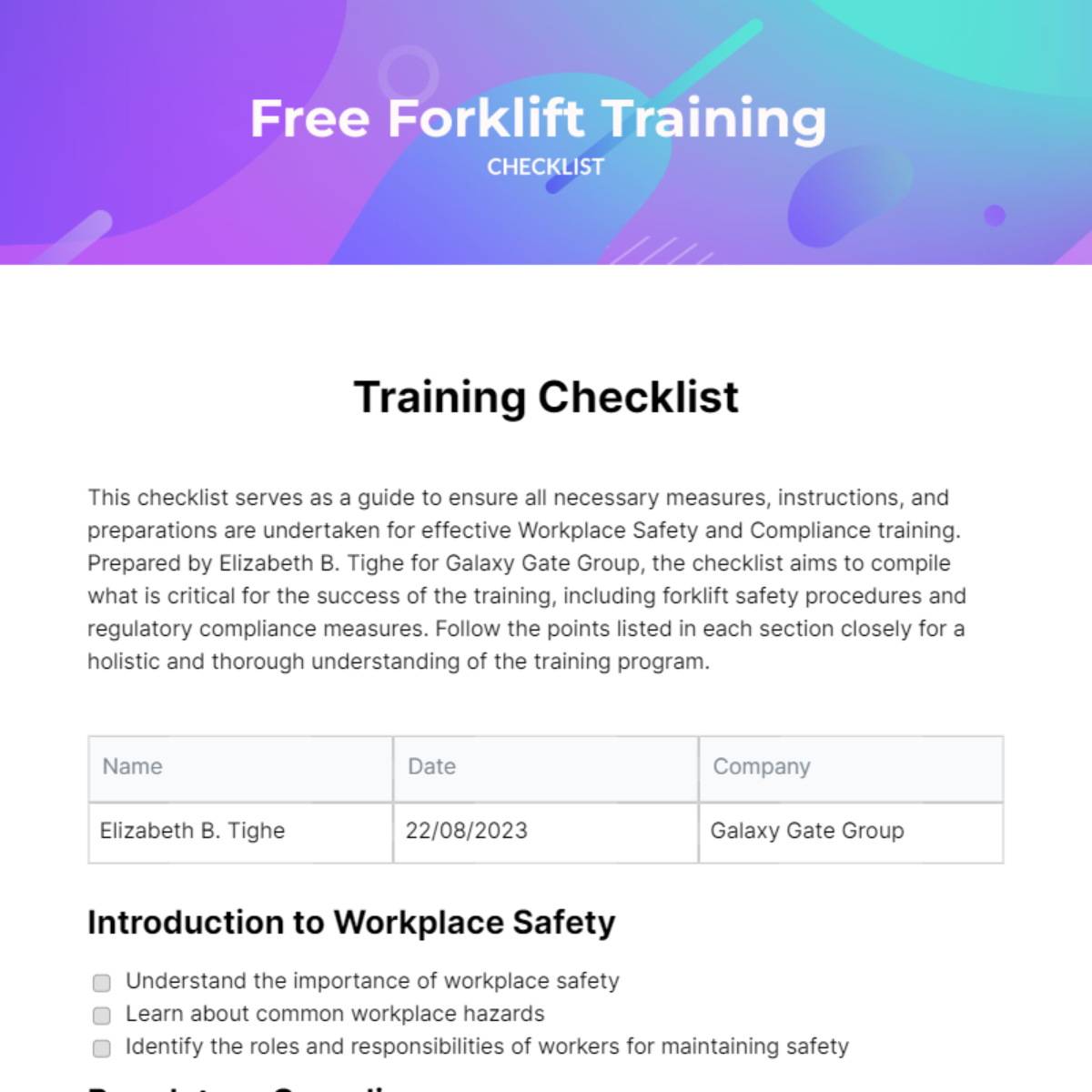 FREE Training Checklist Templates & Examples - Edit Online & Download ...