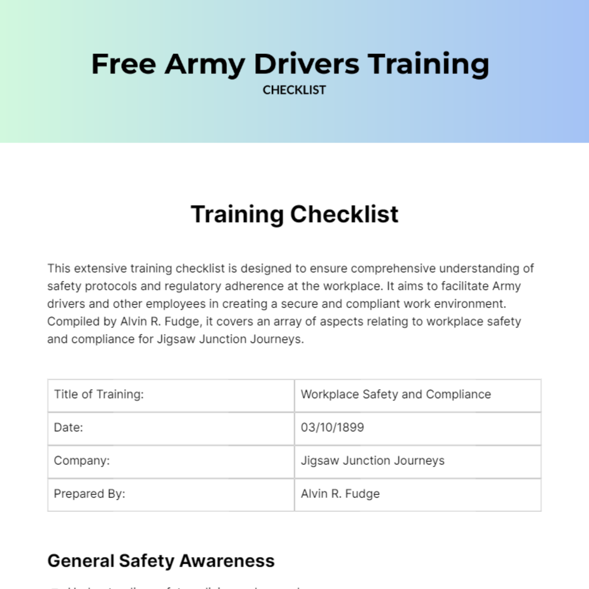 FREE Training Checklist Templates & Examples - Edit Online & Download ...