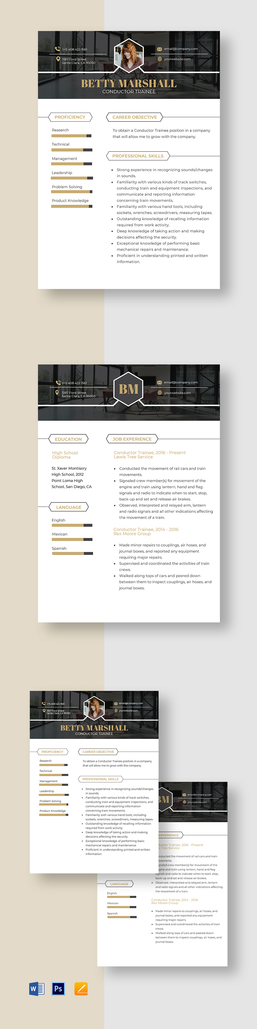 Free Conductor Trainee Resume Template - Word, Apple Pages | Template.net