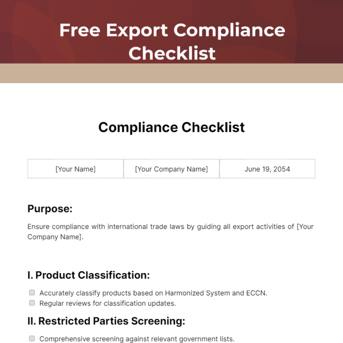 Free Export Compliance Checklist Template To Edit Online Free Export Compliance Checklist Template To Edit Online