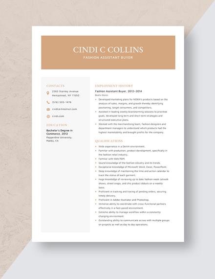 Fashion Production Assistant Resume