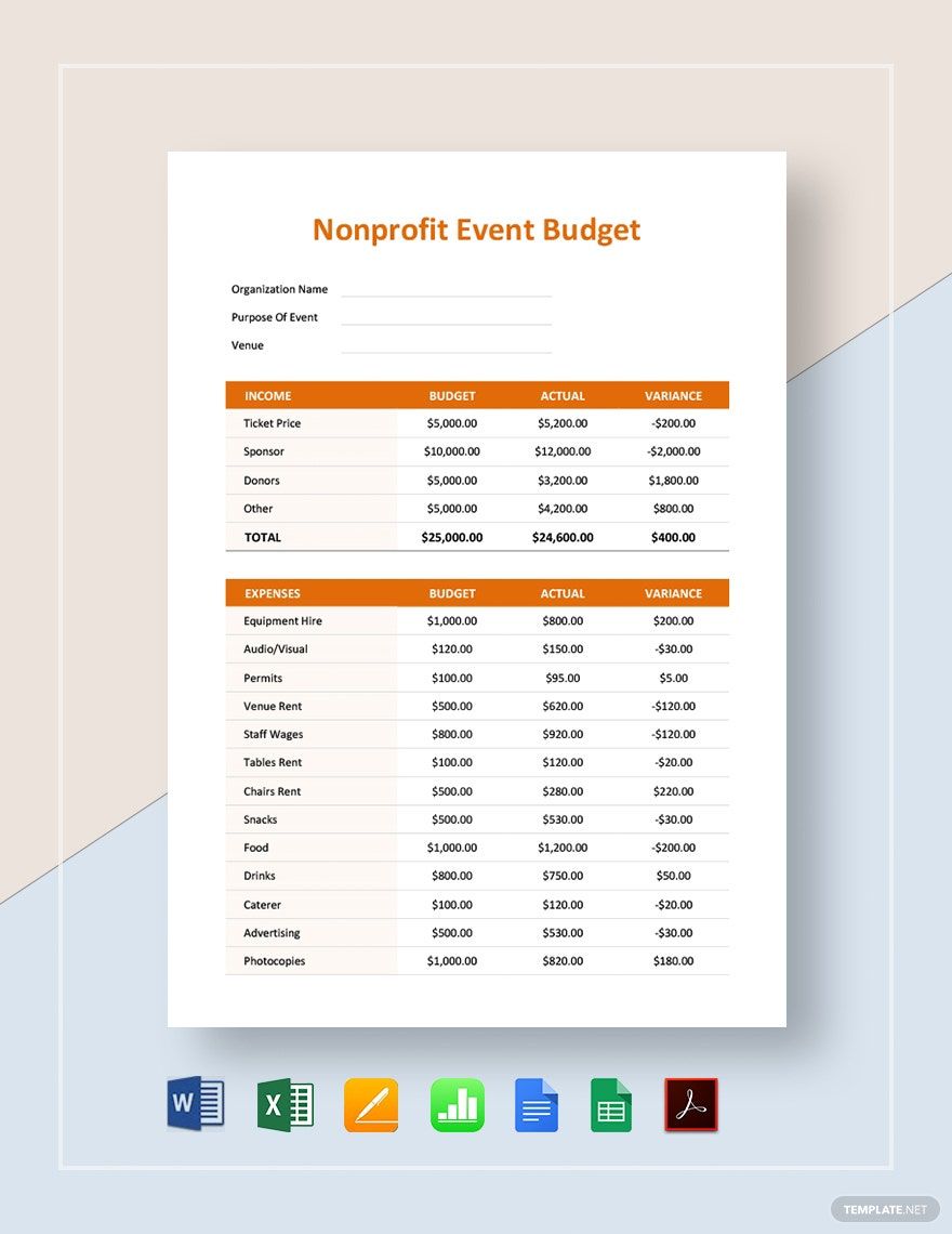 Nonprofit Event Budget Template Download In Word Google Docs Excel 