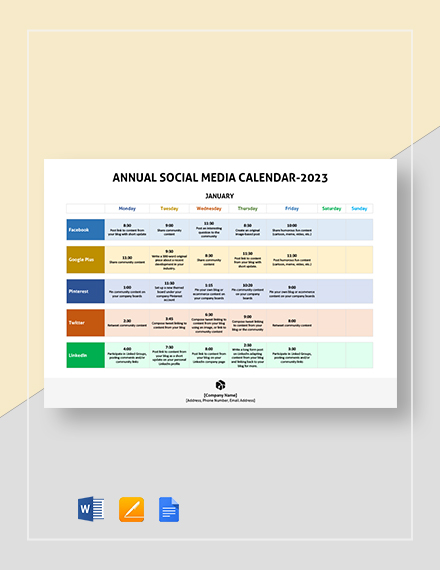 21+ Social Media Calendar Template - Free Word, Excel, PDF Documents ...