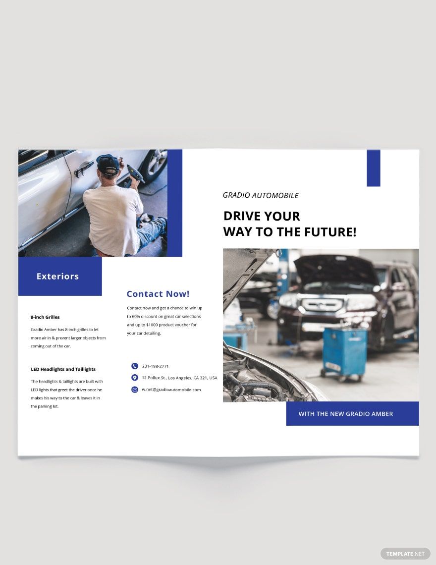 Car Detailing Bi Fold Brochure Template Google Docs Illustrator InDesign Word Apple Pages 