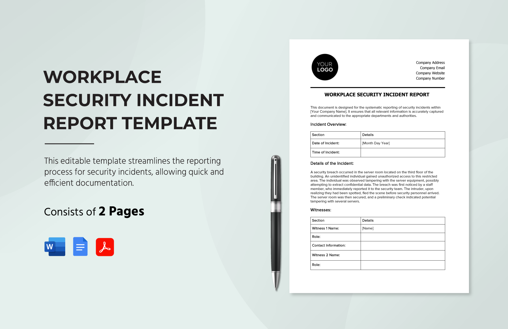 Incident Report Template In Excel Google Sheets Download Template