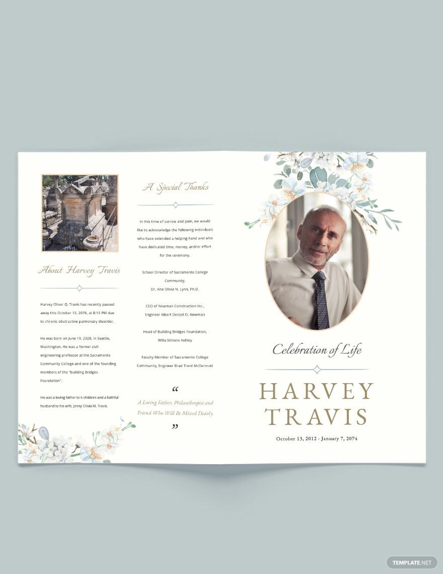 Celebration Of Life Brochure Template