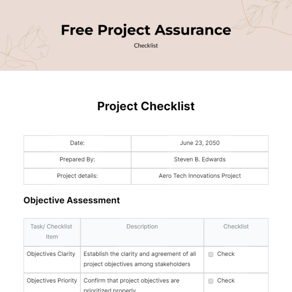 Free Project Assurance Checklist - Edit Online & Download | Template.net