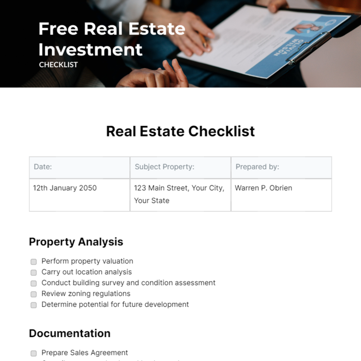 Free Real Estate Investment Checklist - Edit Online & Download ... Free Real Estate Investment Checklist - Edit Online & Download ...