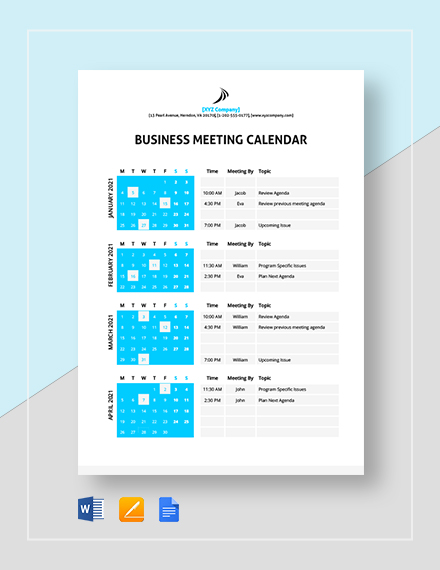 17+ Meeting Calendar Templates in PDF