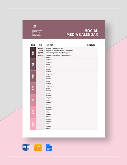 21+ Social Media Calendar Template - Free Word, Excel, PDF Documents ...