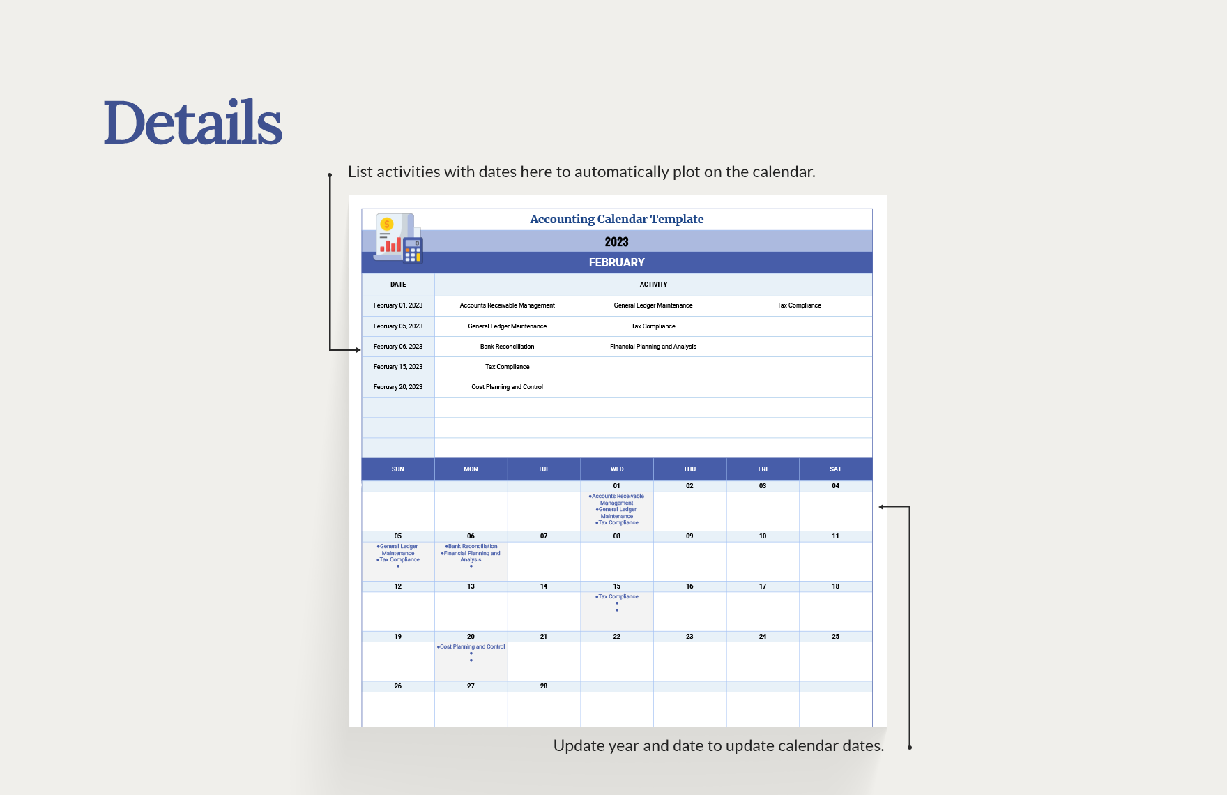 Accounting Calendar Template in PDF, Pages, Google Docs, Word, Excel ...