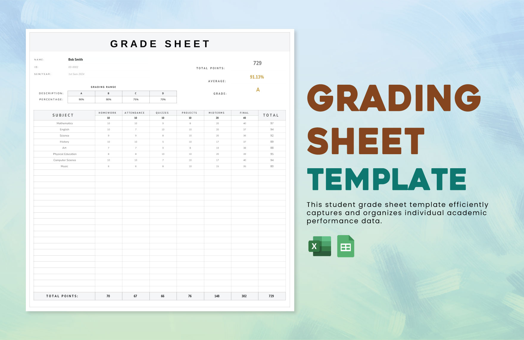 Free Gradebook Templates To Edit Online