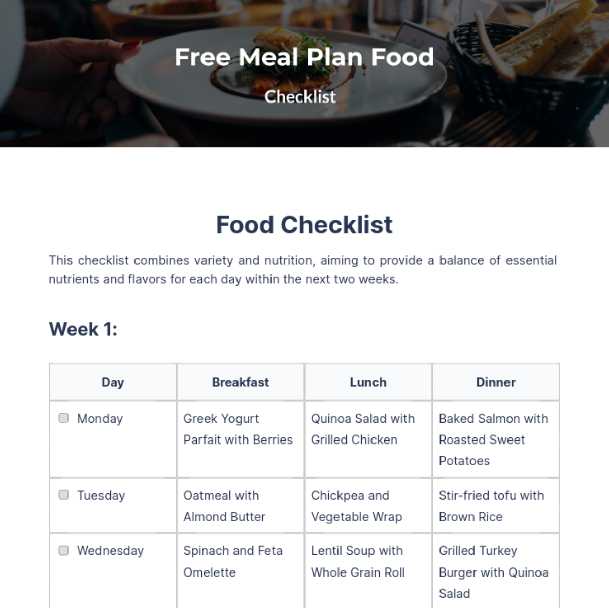 FREE Food Checklist Templates & Examples - Edit Online & Download ...