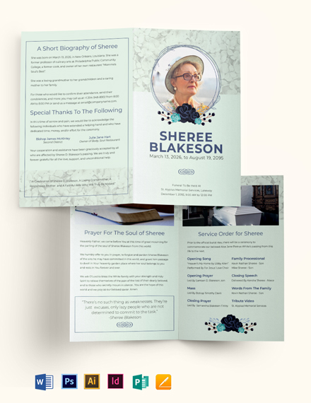 Loving Memory Day Funeral Tri-Fold Brochure Template - Edit Online ...