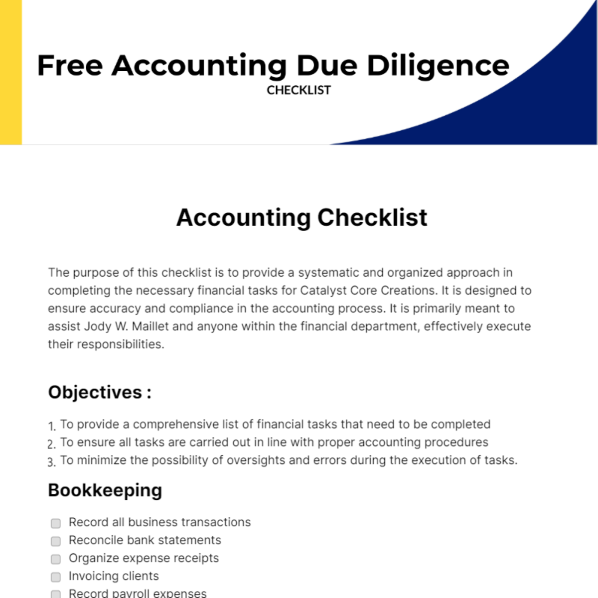 FREE Accounting Checklist Templates & Examples - Edit Online & Download ...