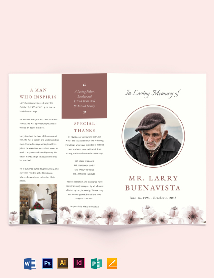 Printable Funeral Home Bi-Fold Brochure Template - Google Docs, Illustrator, Word, Apple Pages ...