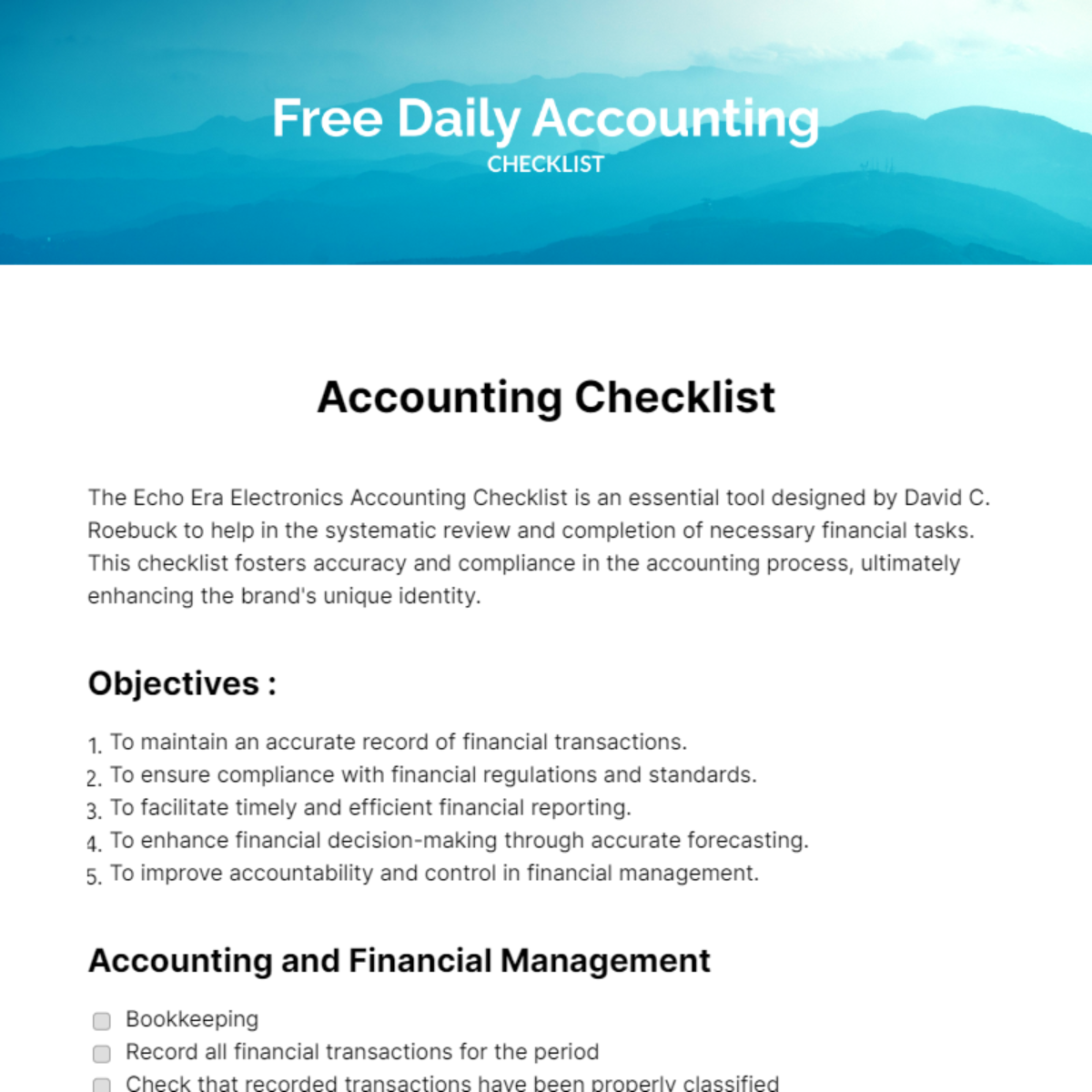 FREE Accounting Checklist Templates & Examples - Edit Online & Download ...