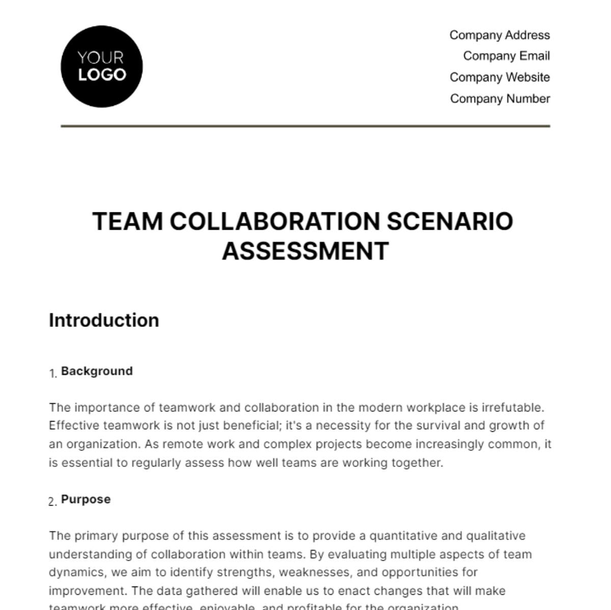 Free Team Collaboration Scenario Assessment HR - Edit Online & Download ...