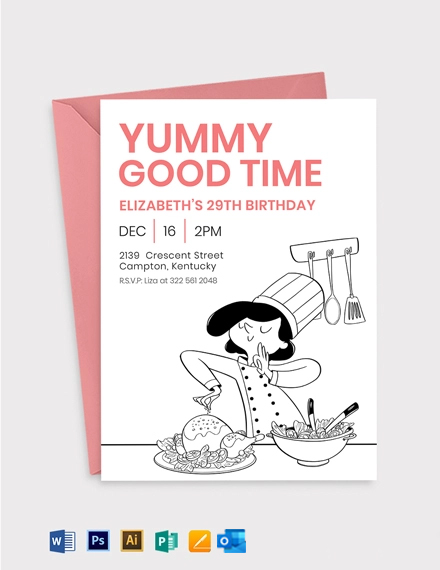Downloadable Birthday Invitiation Cooking