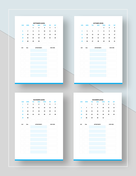 Doctor Appointment Calendar Template - Google Docs, Word, Apple Pages ...