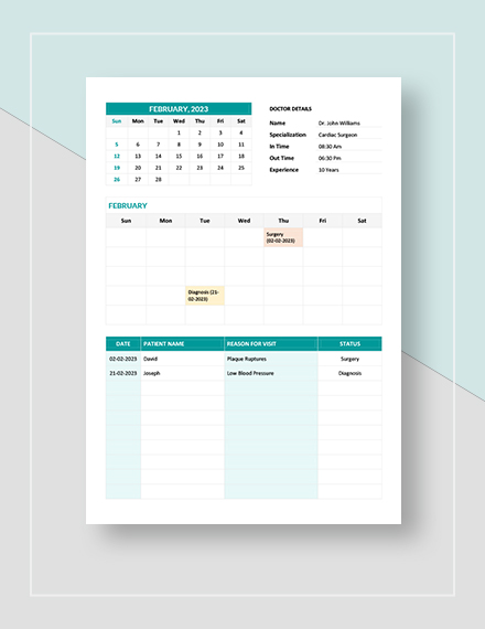 Medical Appointment Calendar Template - Google Docs, Word, Apple Pages ...