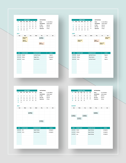 Medical Appointment Calendar Template - Google Docs, Word, Apple Pages ...